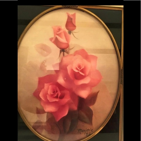 Marjorie Sharpe | Wall Decor | Vtg Shabby Marjorie Sharpe Pink Roses ...